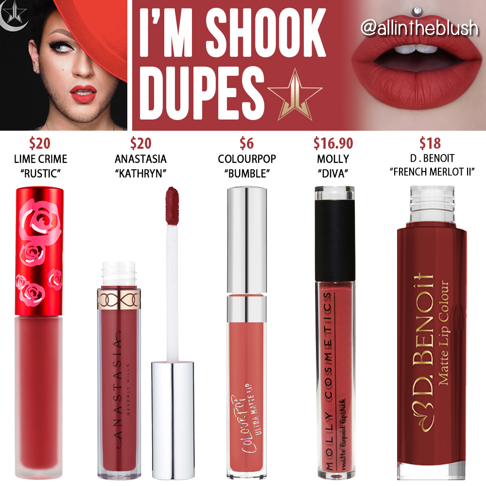 Jeffree Star I'm Shook Velour Liquid Lipstick Dupes - All In The Blush