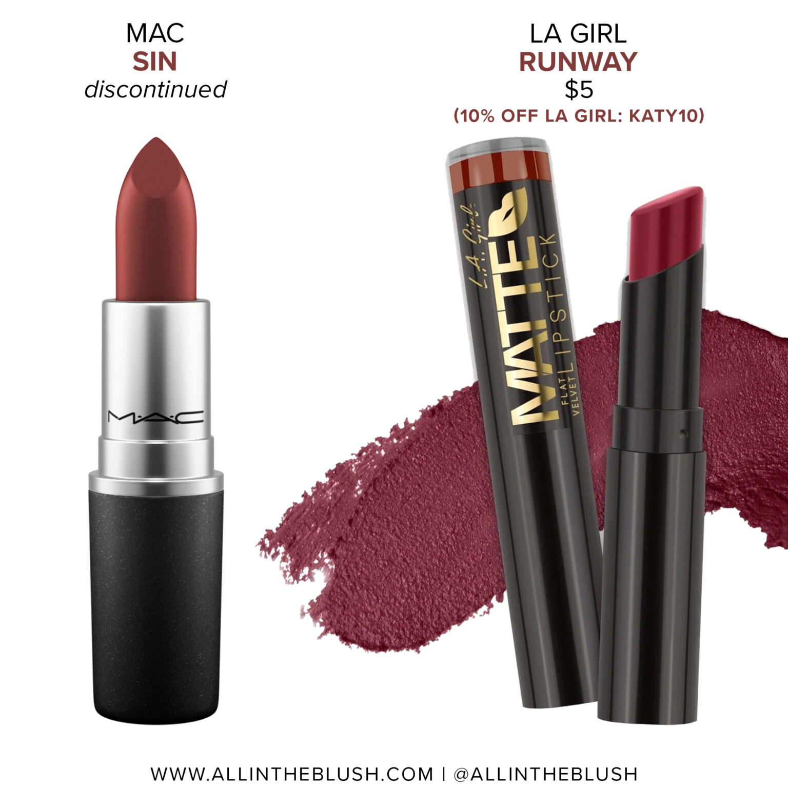 MAC Sin Lipstick Dupes » All In The Blush