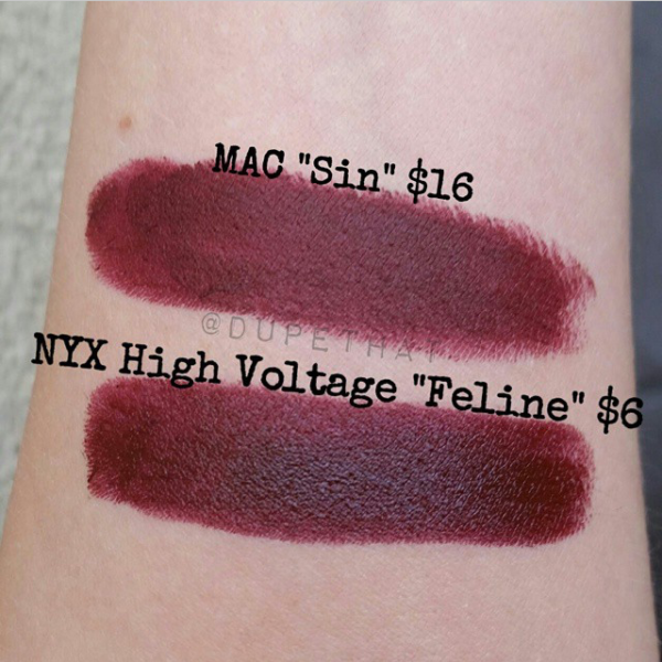 MAC Sin Lipstick Dupes » All In The Blush