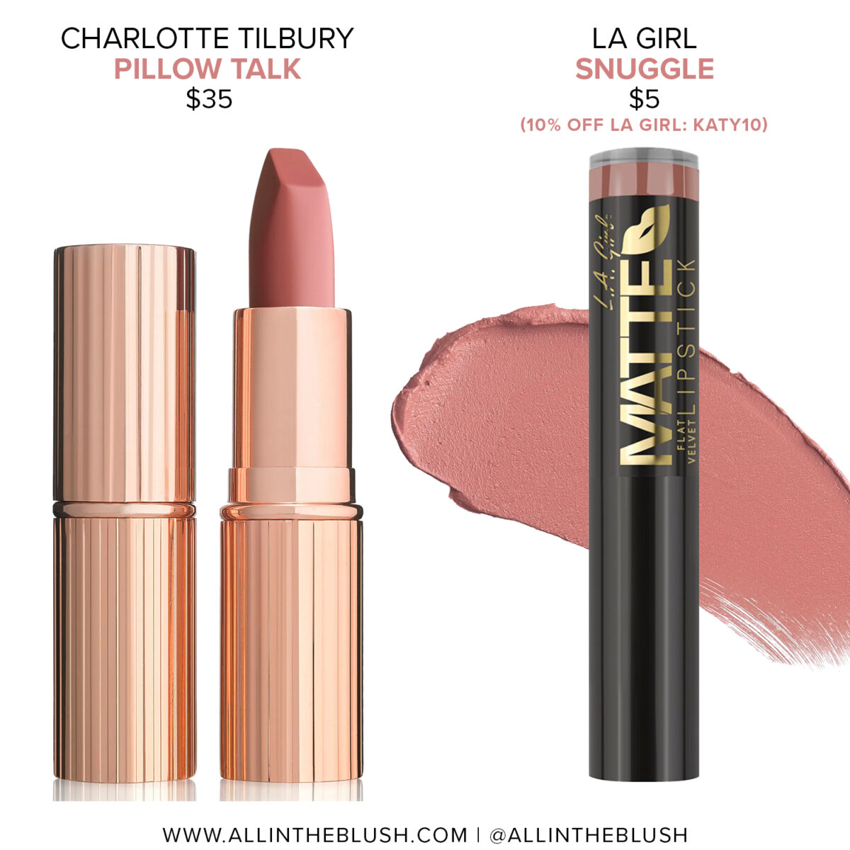 Charlotte Tilbury Pillow Talk Lipstick Dupes » All In The Blush