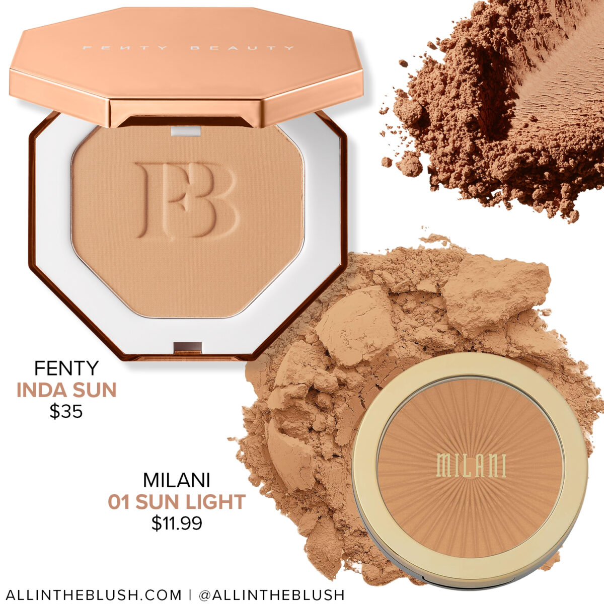 Fenty Inda Sun & Milani 01 Sun LIght Bronzer Color Matches » All In The ...