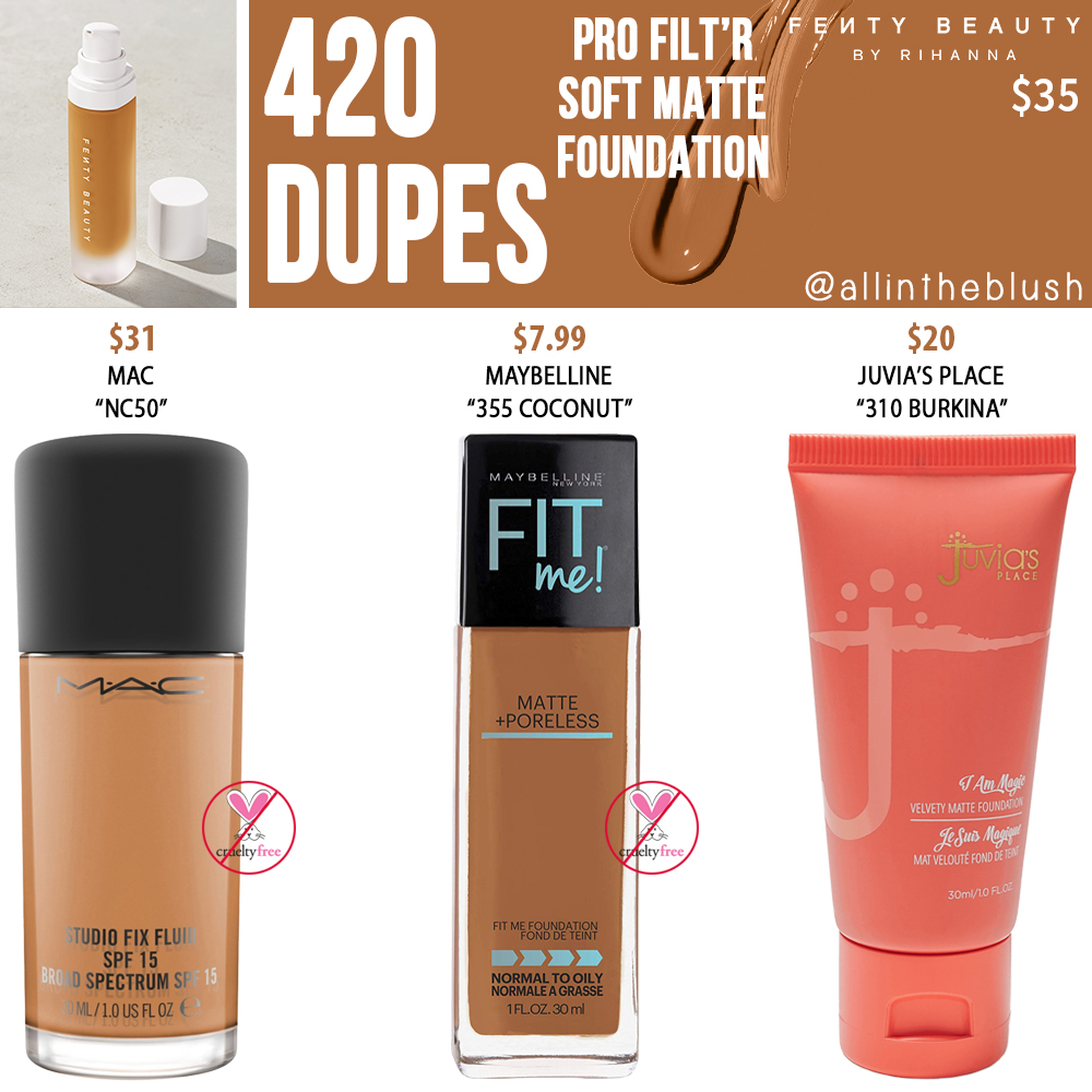 Fenty Beauty 420 Pro Filt’r Soft Matte Longwear Foundation Dupes » All ...