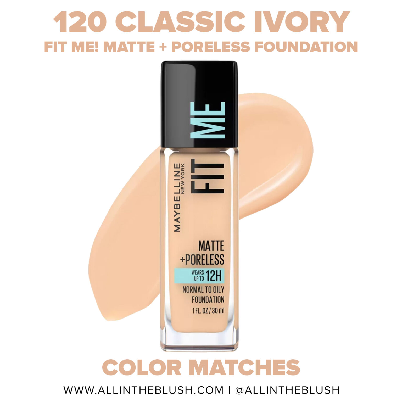 Maybelline 120 Classic Ivory FIT ME! Matte + Poreless Foundation Dupes ...