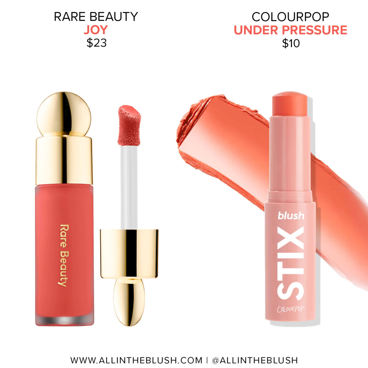 Rare Beauty Joy Blush Dupe ColourPop Under Pressure Blush Color Matches ...