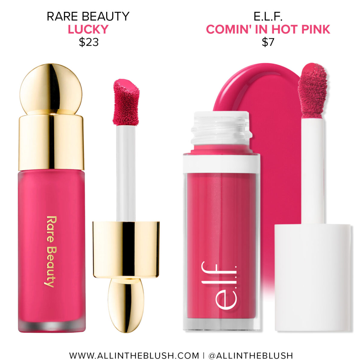 Rare Beauty Lucky & e.l.f. Comin’ In Hot Pink Blush Dupes Alternatives ...