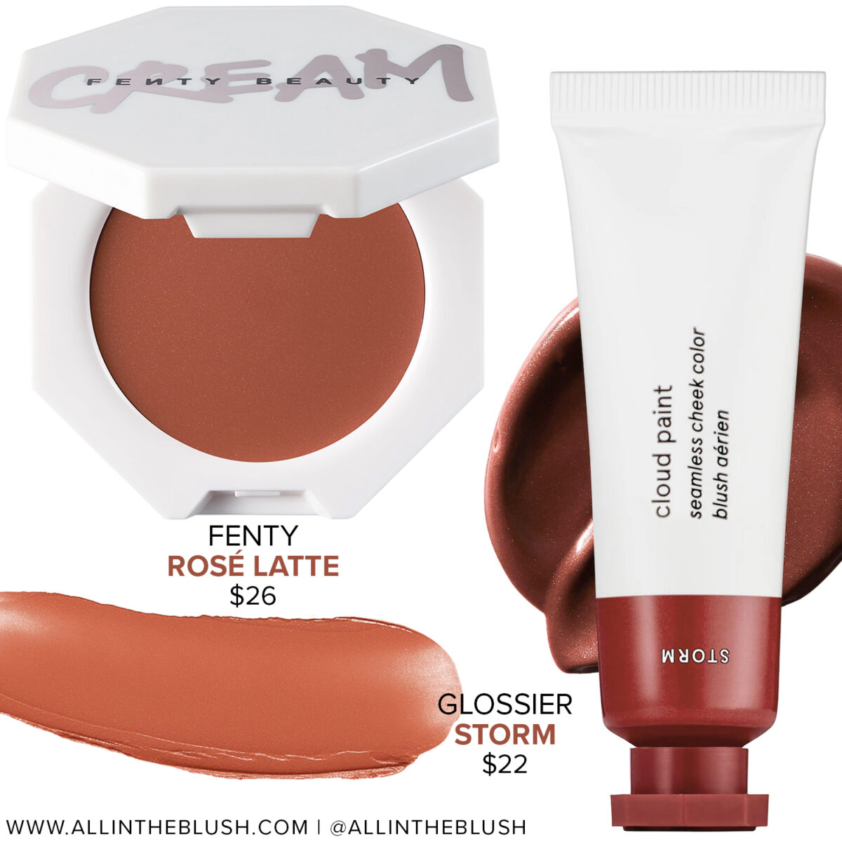 Fenty Rose Latte & Glossier Storm Blush Dupes Color Matches » All In ...